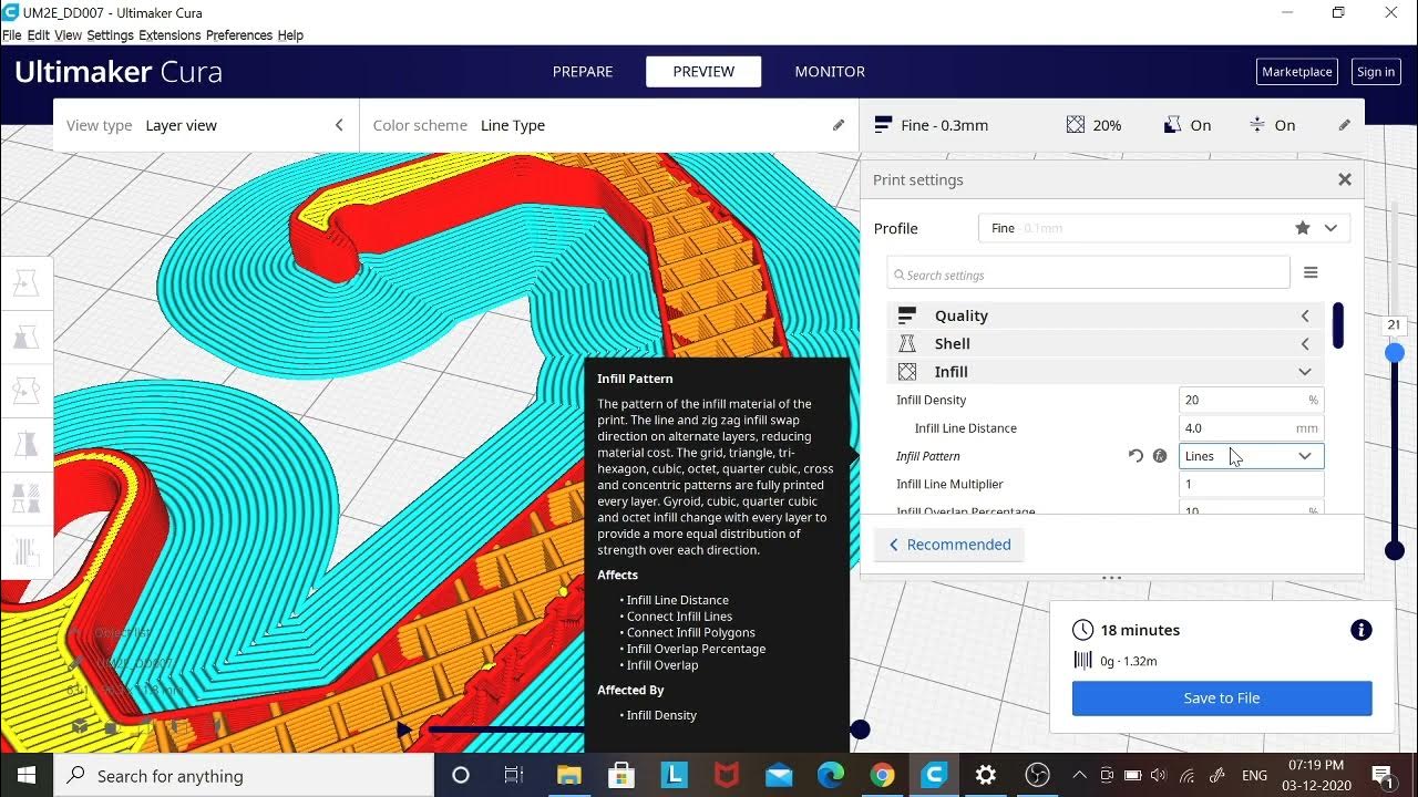 Ultimaker Cura Engine Infill density & Advanced options - YouTube