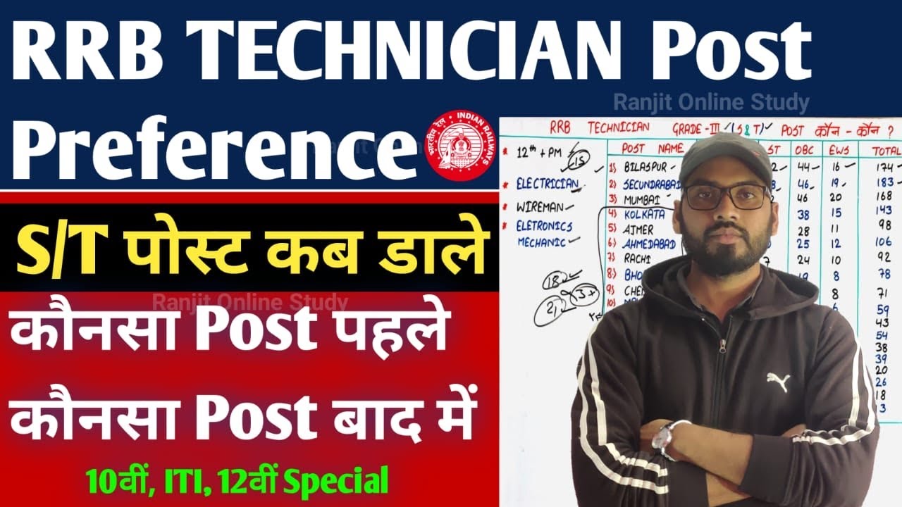 RRB Technician Post Preference 2024 | रेलवे Technician में ITI Trade ...