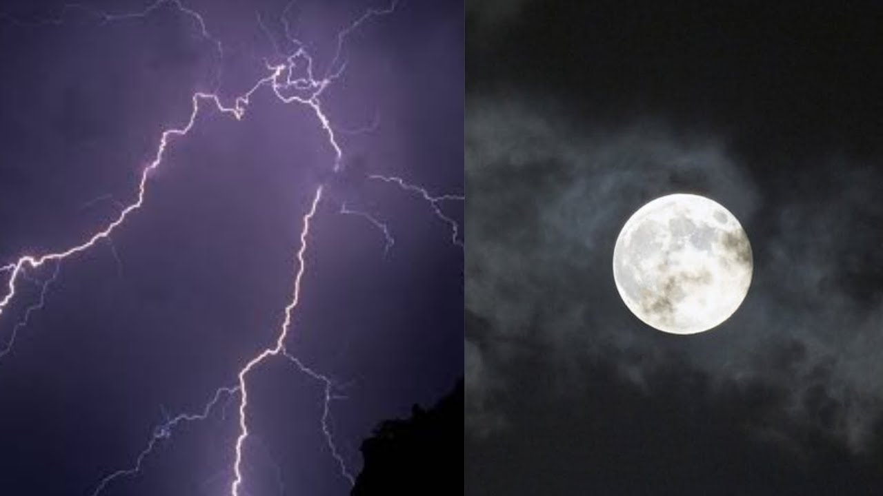 Thunder and lightning with Full Moon! - YouTube