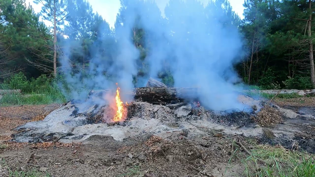 Stacking the burn pile one more time - YouTube