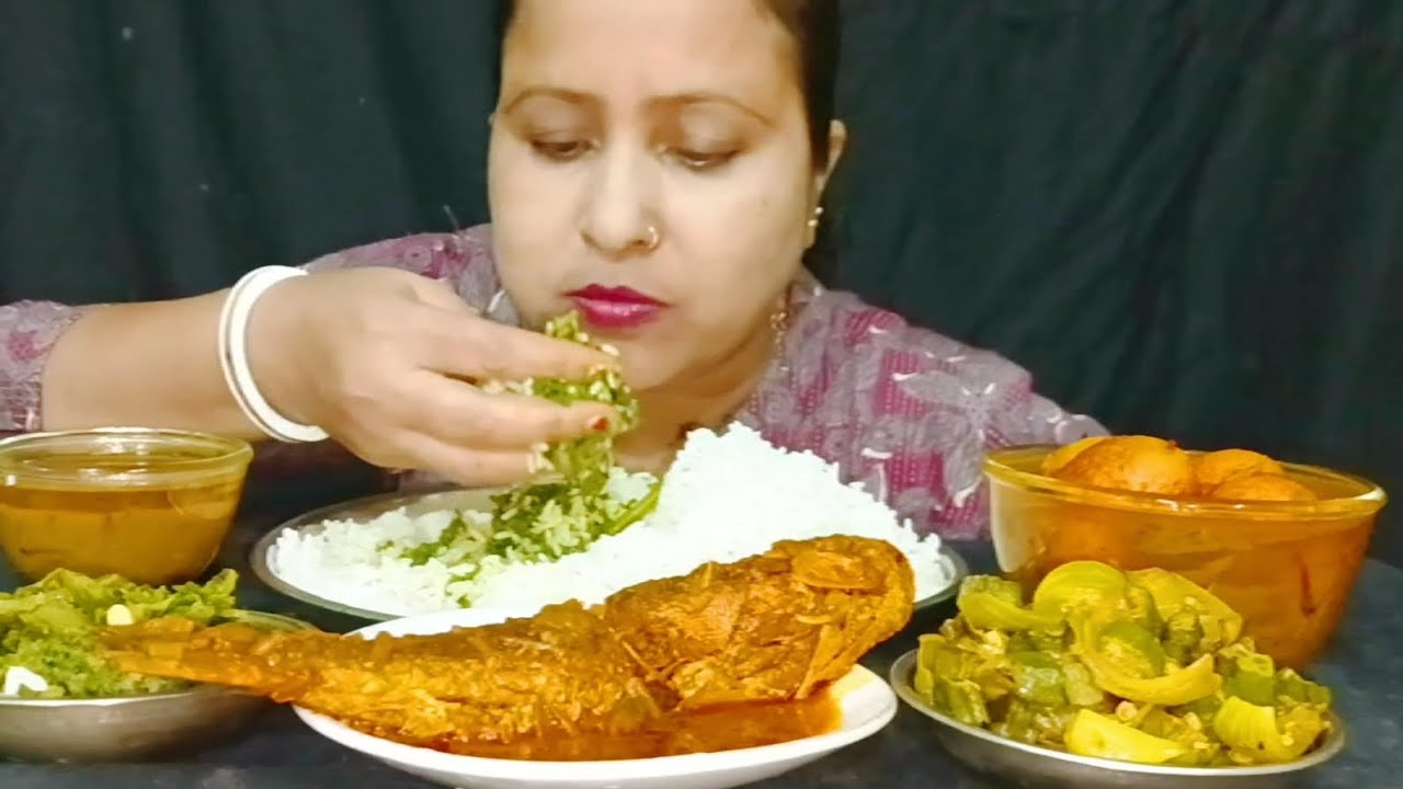 AMAR EATING SHOW - EGG CURRY. BHINDI DO PYAJA. FISH CURRY. SHARK BHAJA ...