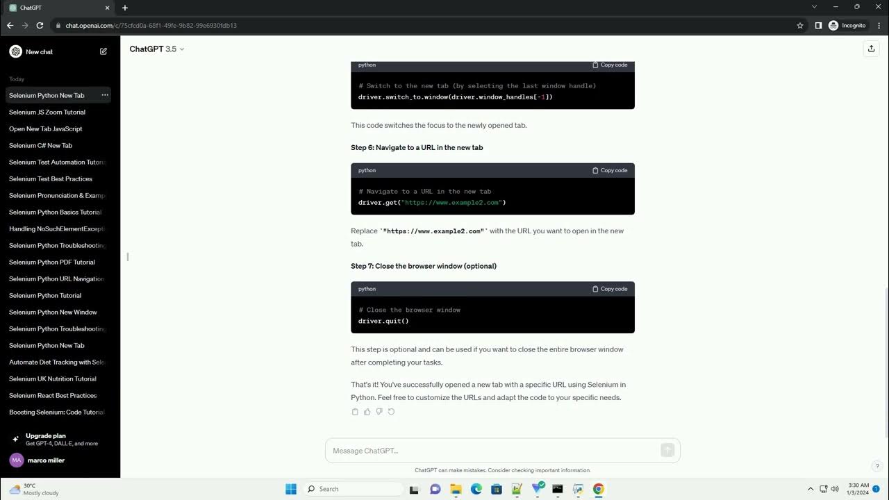 Selenium Open New Tab With Url Python Youtube