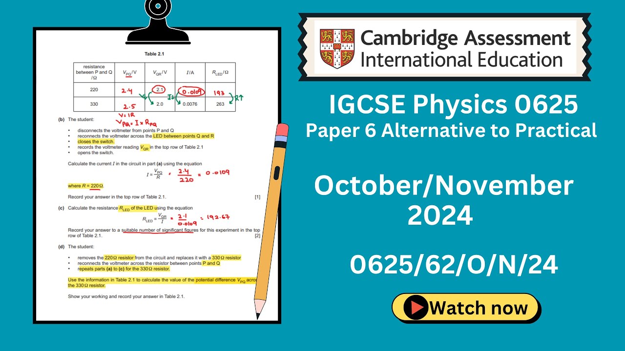 IGCSE Physics 0625 | Oct/Nov 2024 | Paper 62 | (0625/62/O/N/24) | Past ...