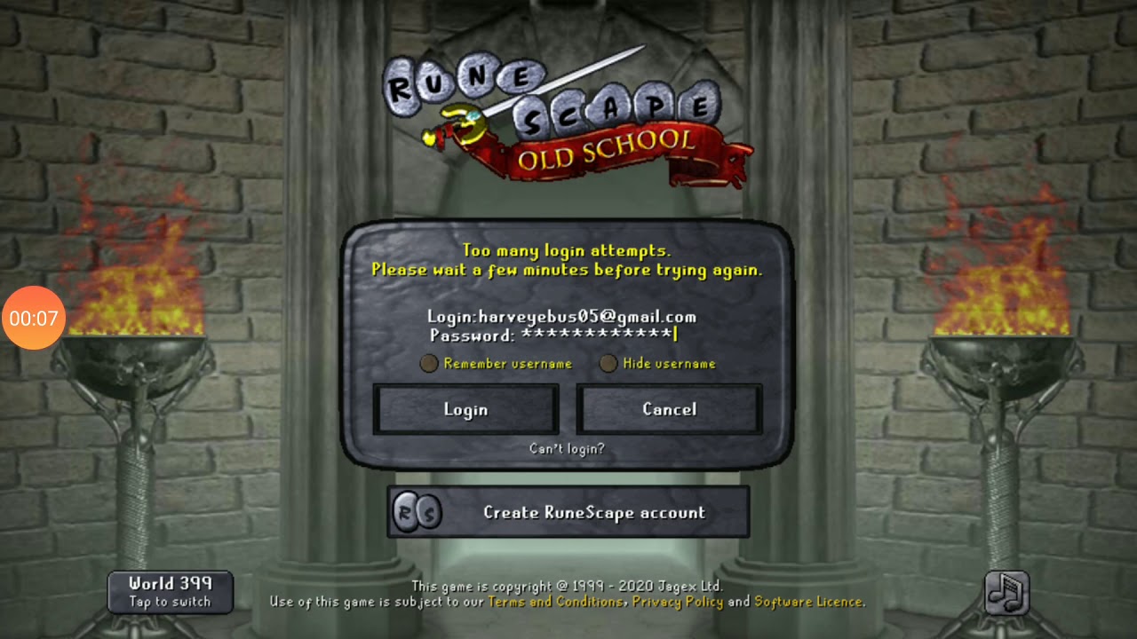 osrs Old school rune scape osrs too many login attemps..help? - YouTube
