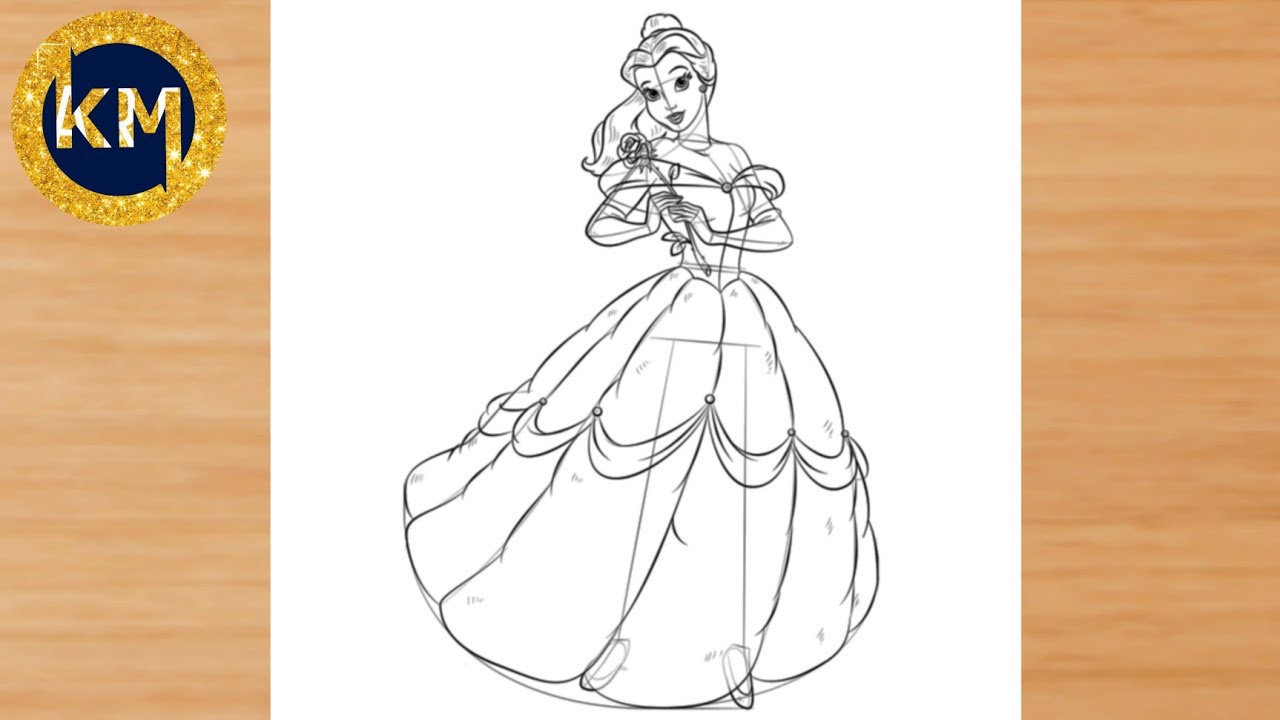 how to draw princess belle | How to draw Belle from Beauty and the ...