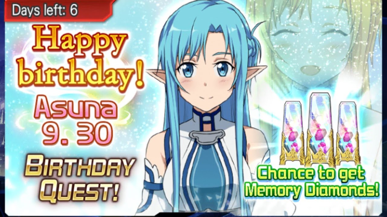 ASUNA'S Birthday! Step 1 Scout and Quest, SAO Memory DeFrag - YouTube