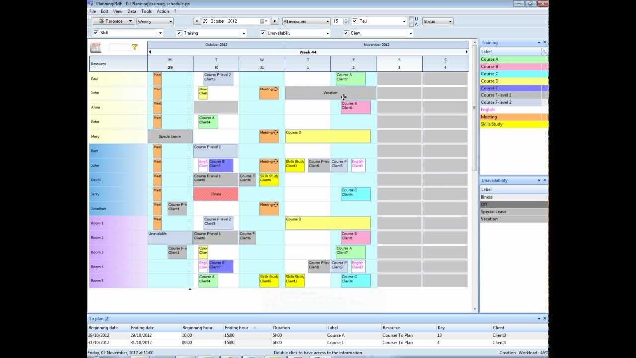 Demo Training scheduling software PlanningPME (english) - YouTube