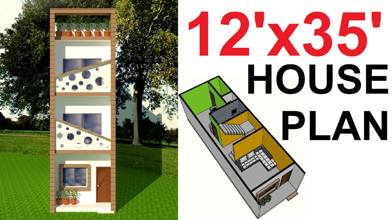 12' X 35' FEET HOUSE PLAN /GHAR KA NAKSHA 12 feet by 35 feet/1BHK PLAN ...