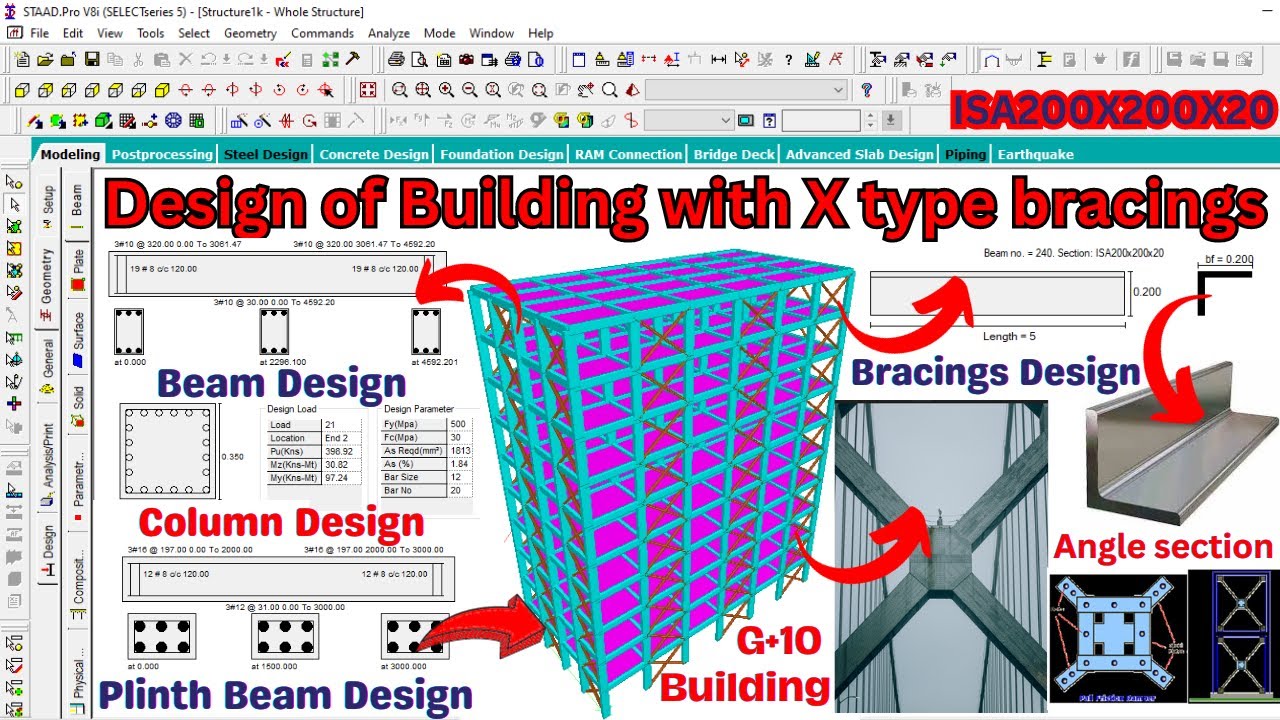 Analysis and design of 10 storey building with X type bracings using ...