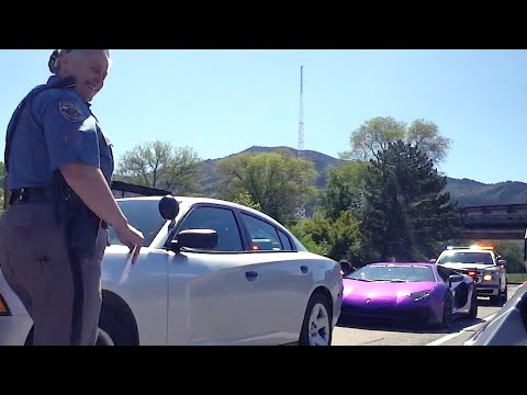 COLORADO STATE POLICE SMILE AS PURPLE LAMBORGHINI GETS TICKET! - YouTube