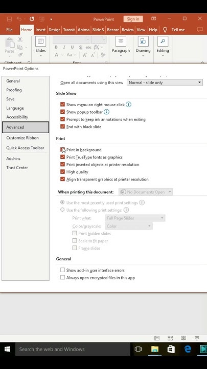 How to chose print options in MS Power point - YouTube