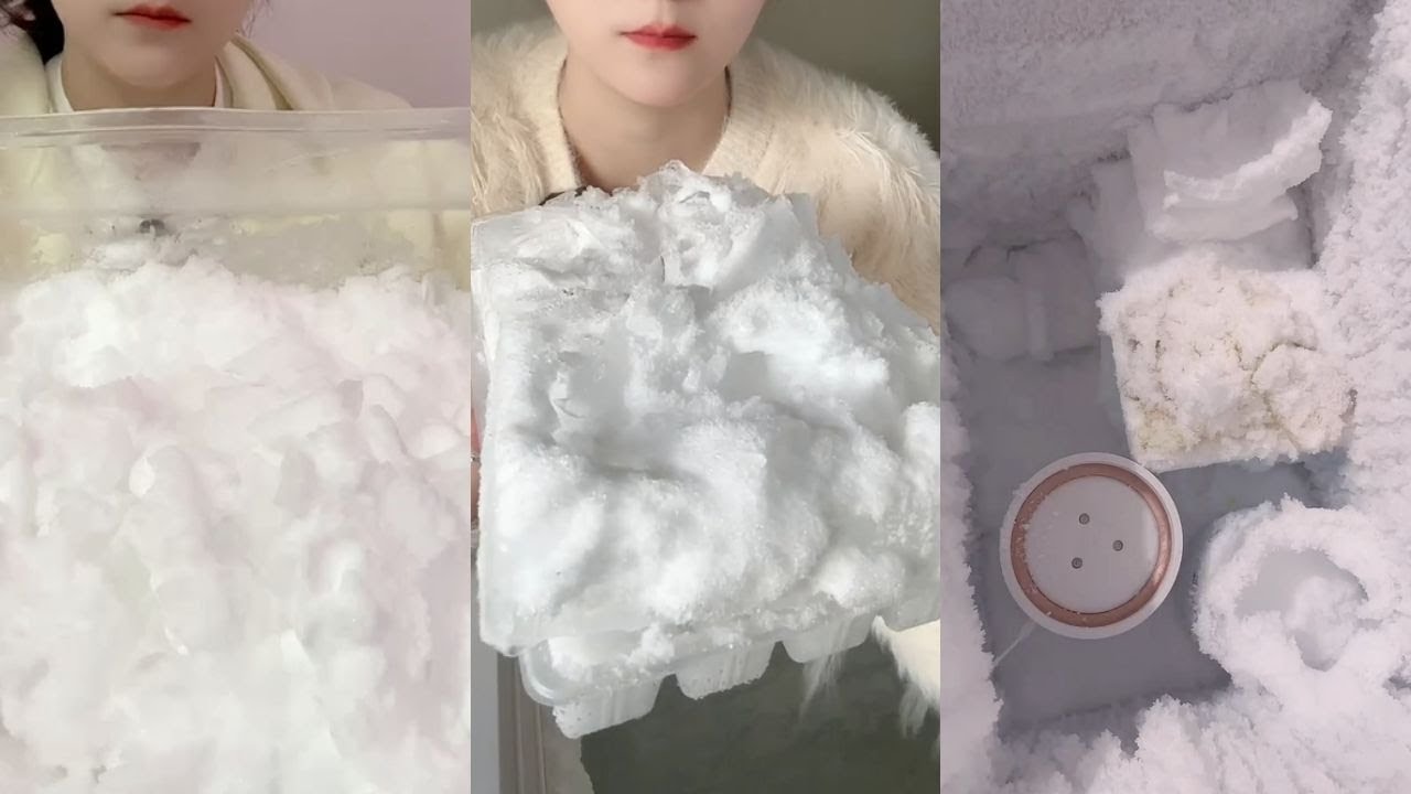 Ice Eating | Fluffy Ice Soft Crunches | Eating From Fresh Humidifier ...