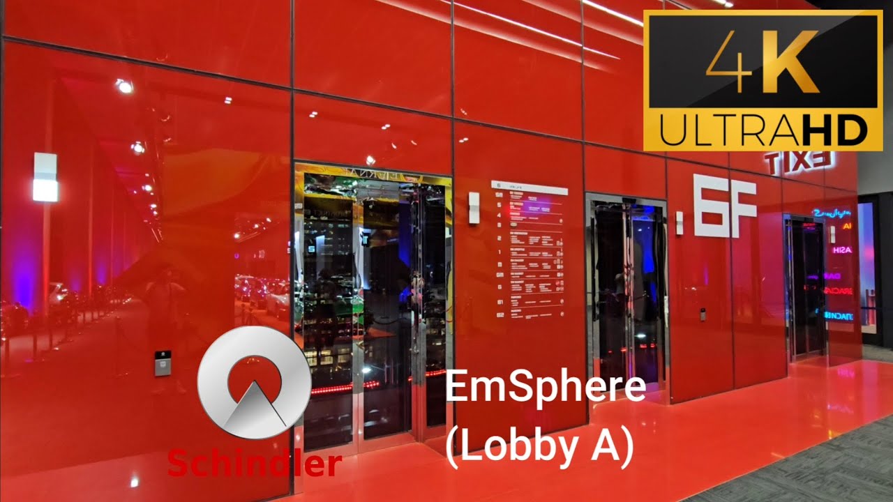 Schindler glass lifts at EmSphere (Lobby A) - YouTube