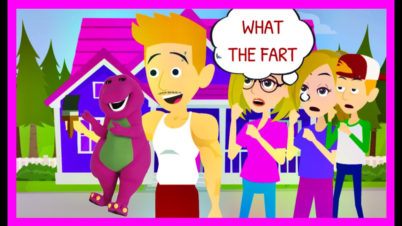 Childish Dad Paints The House Barney Color - YouTube