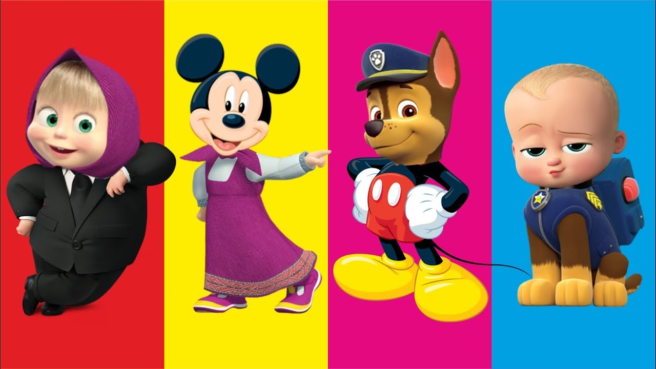 Wrong Heads Baby Boss, Marsha, Mickey Mouse, Chase | Toys playing Right ...