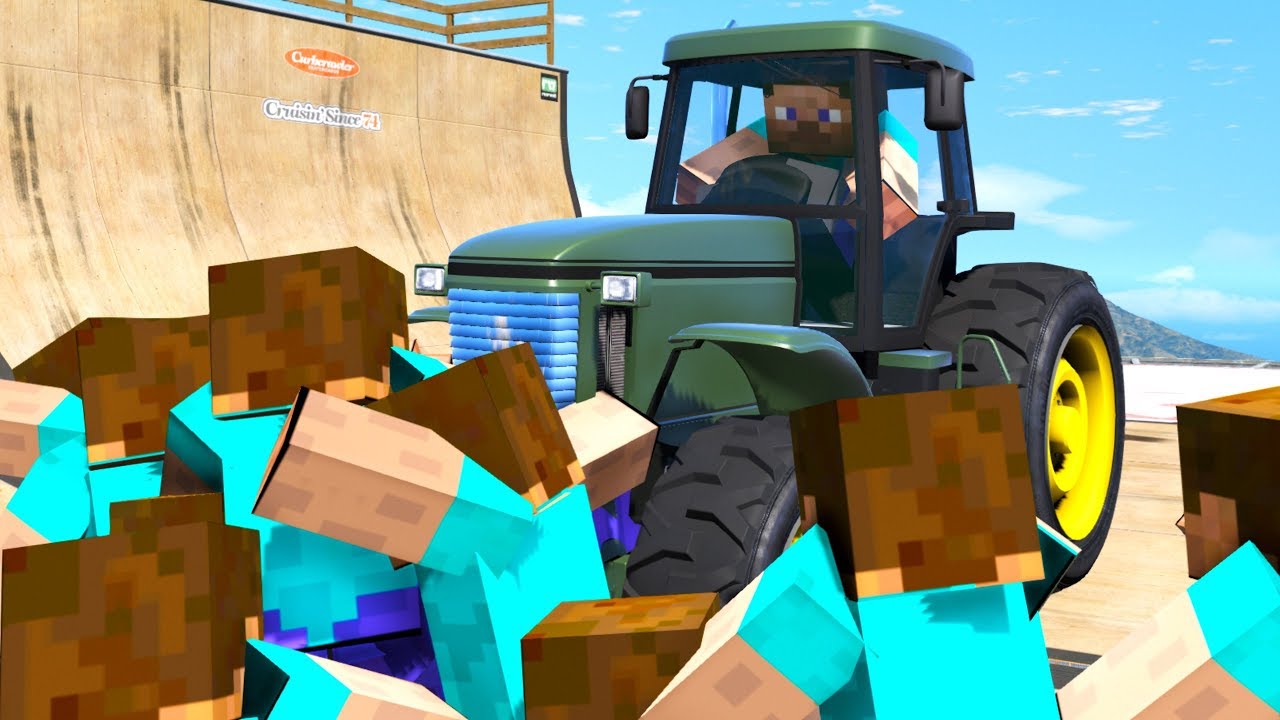 GTA 5 Minecraft Mod Ramp ragdolls compilation (Euphoria physics Funny ...