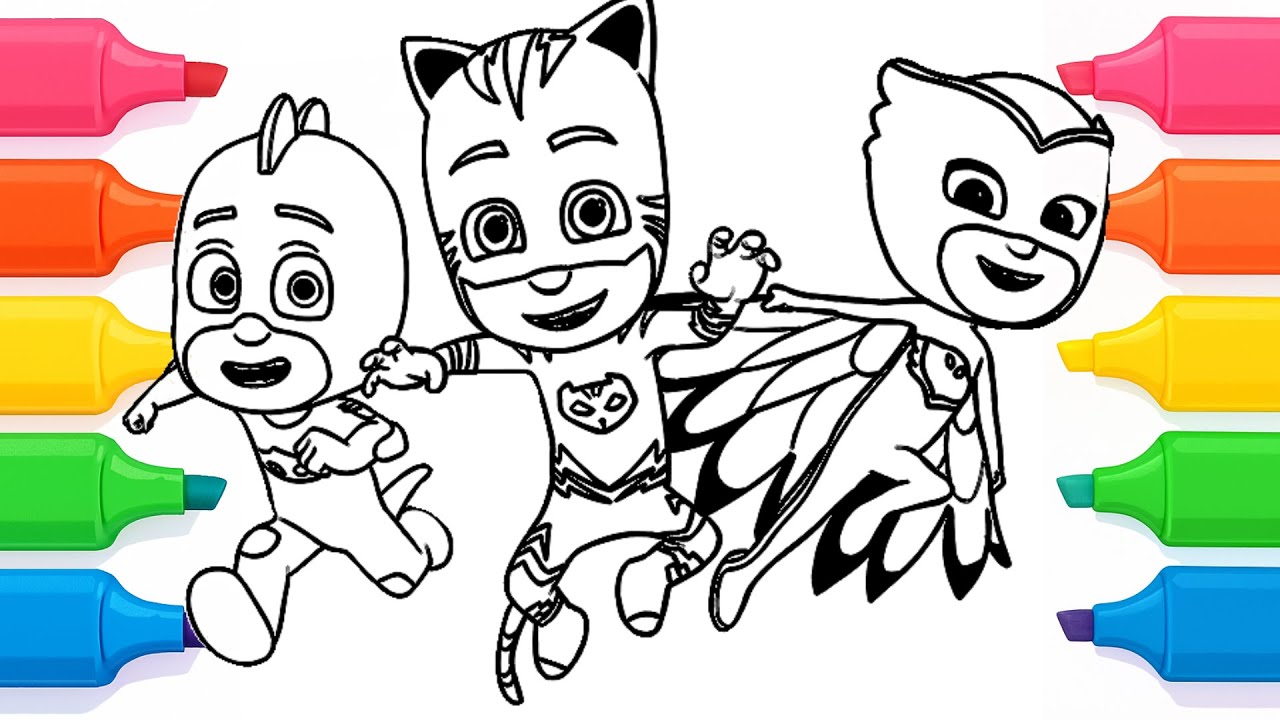 PJMasks Colouring Pages | Catboy, Owlette, and Gekko PJ Masks Coloring ...
