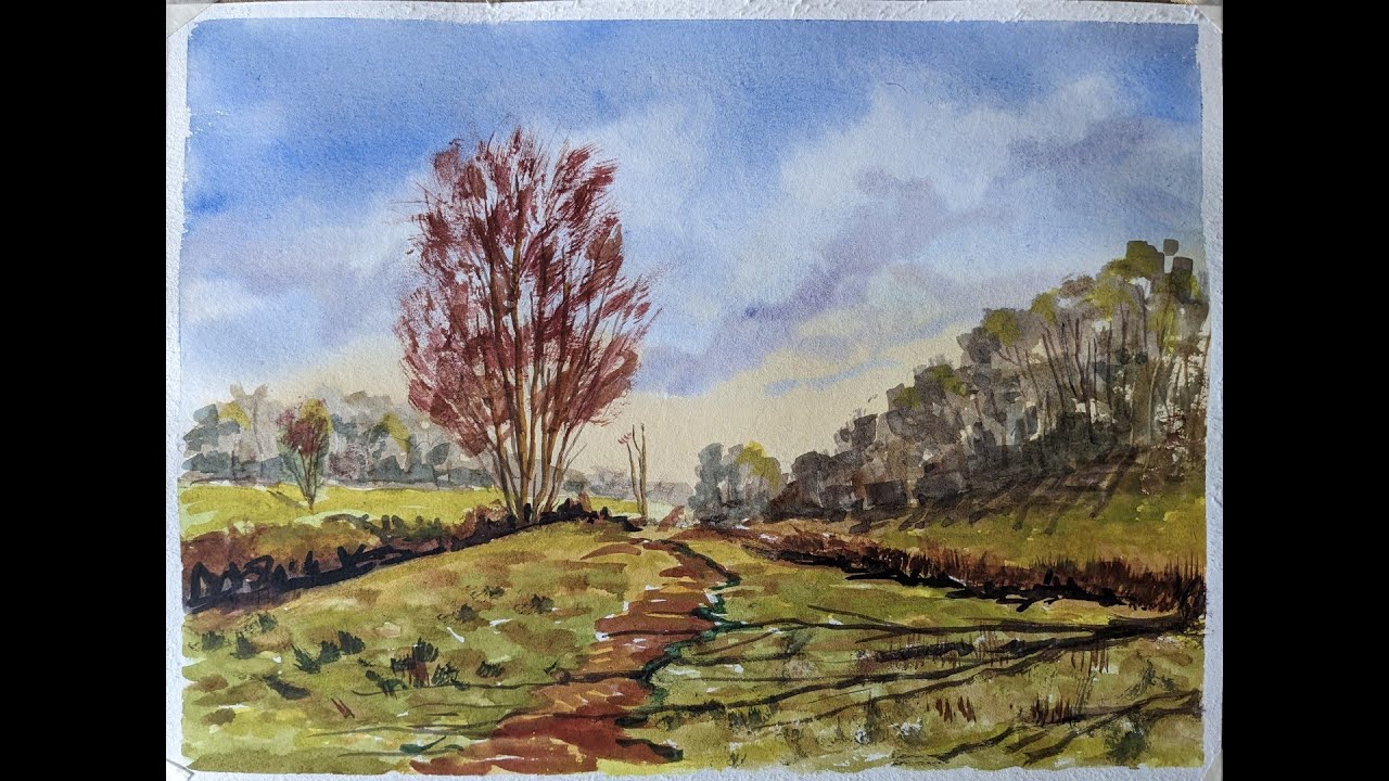 A Demonstration of how I painted a landscape using both Wet-in-wet and ...