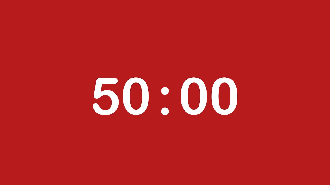 50 MINUTE TIMER • 50 MINUTE COUNTDOWN TIMER + Alarm, Full HD, 1080, Red ...