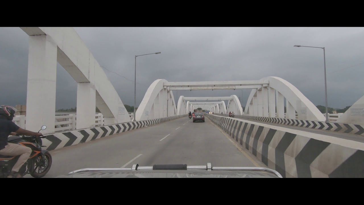 Driving across the Trichy Kollidam river Bridge on a cloudy day - Dash ...