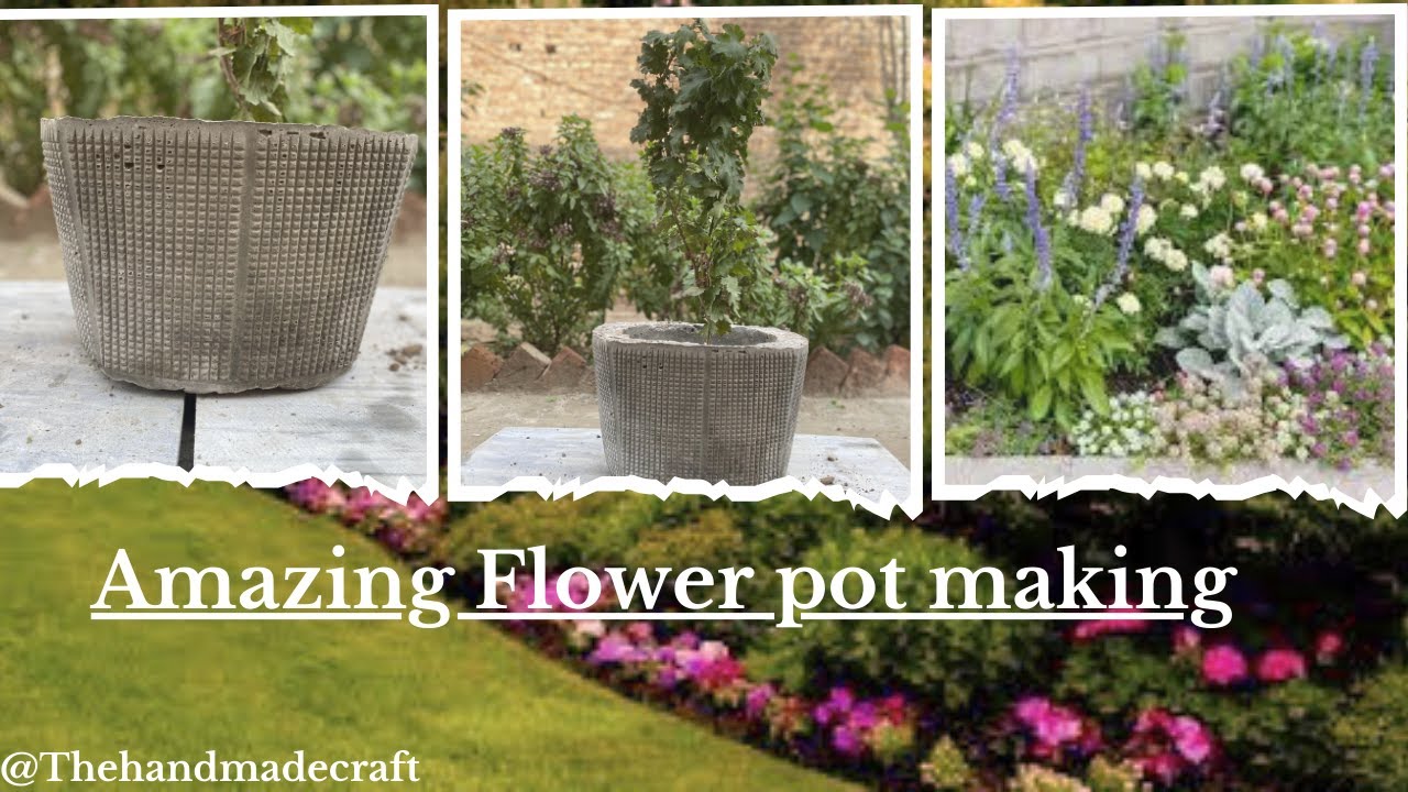 Flower pot -making techniques from basket and cement - Unique and easy ...