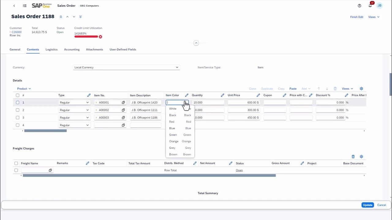 UDV in SAP Business One Web Client - Customizing Field Values with Filtered List - YouTube
