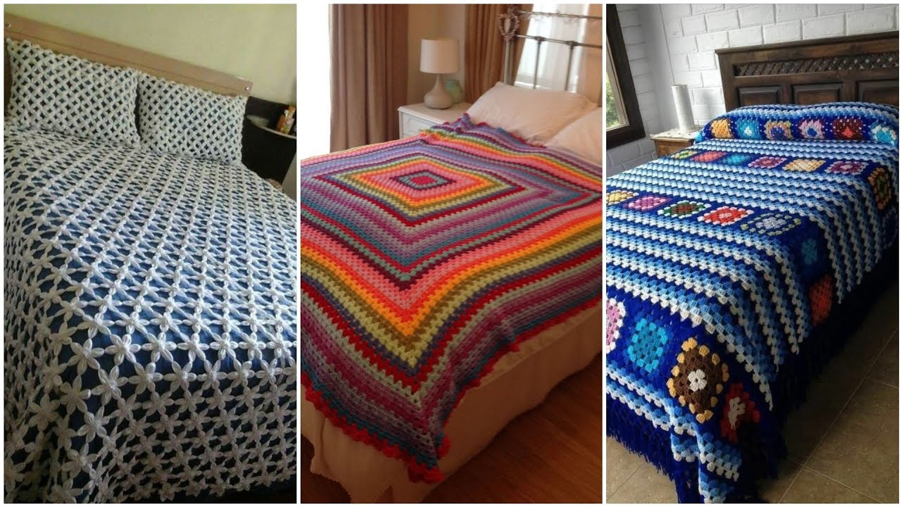 Beautiful bed sheet model knitted with wool (share ideas)#knitted # ...