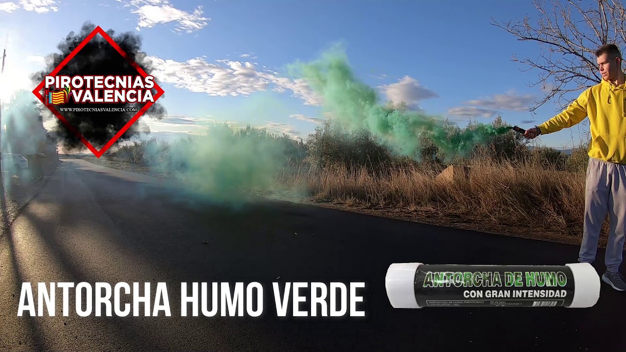 ANTORCHA HUMO VERDE 60 seg - PIROTECNIAS VALENCIA - YouTube