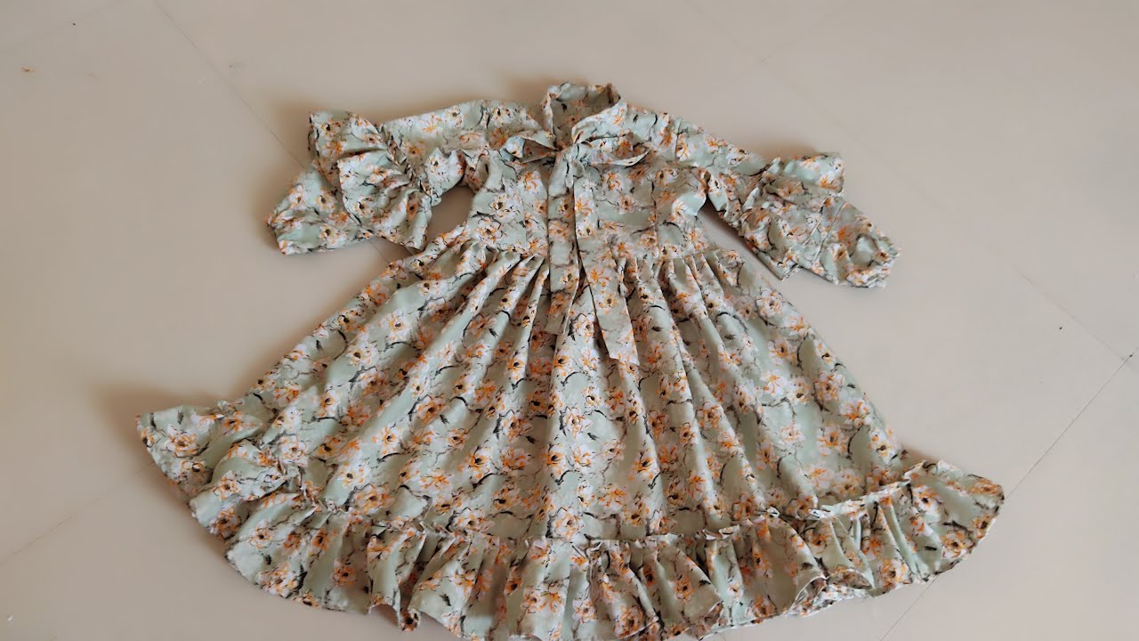 Tie neck frock for 4-5 yrs old girl || frill frock - YouTube