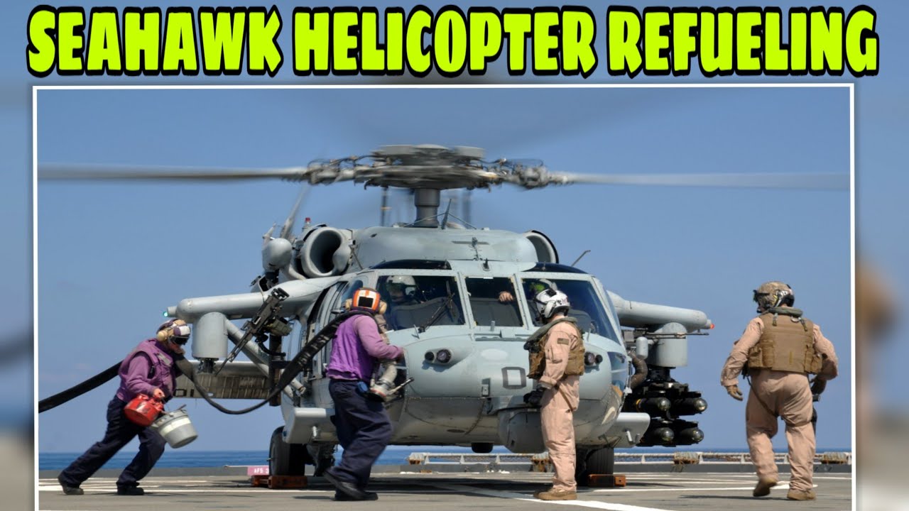 Seahawk helicopter refueling at the sea - YouTube