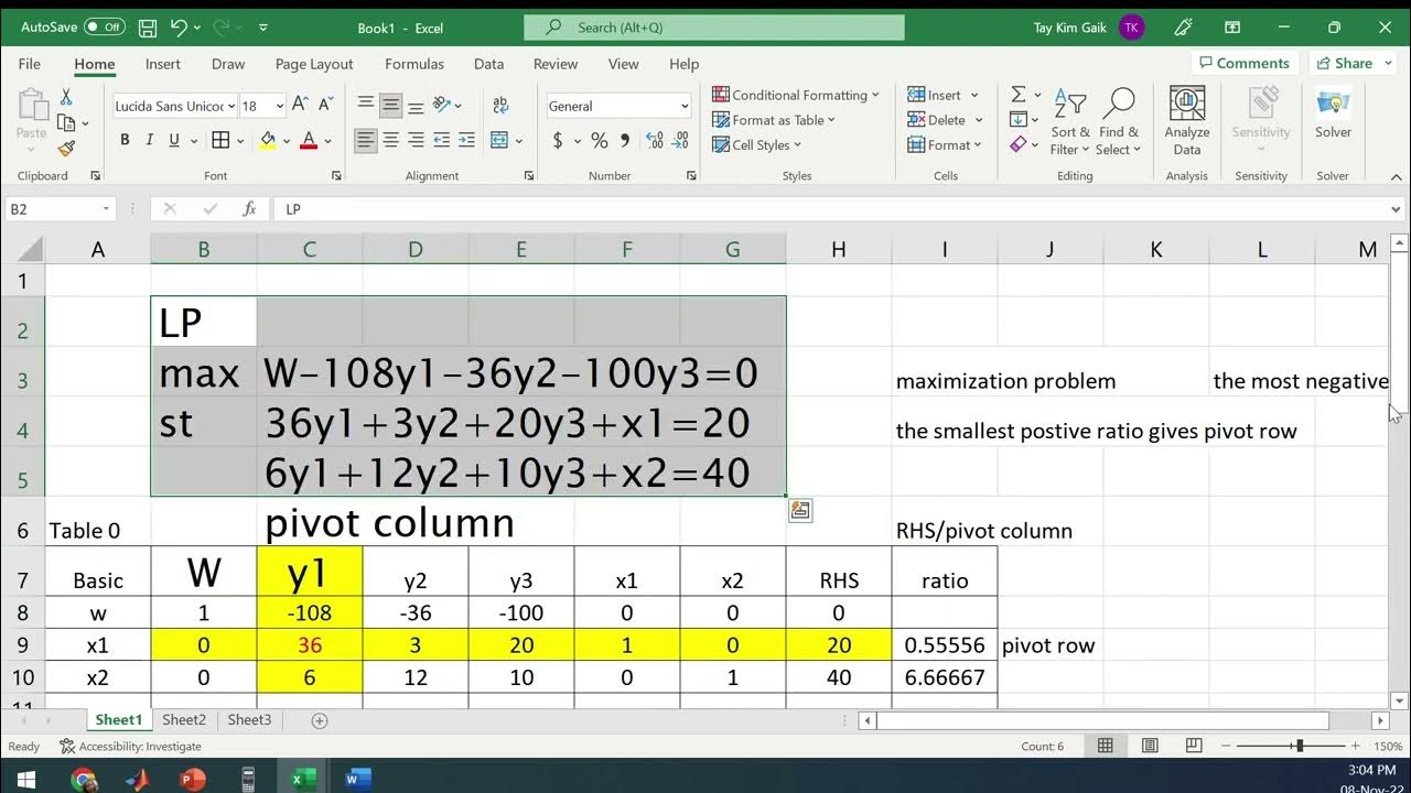 Standard minimization problem by Excel solver - YouTube