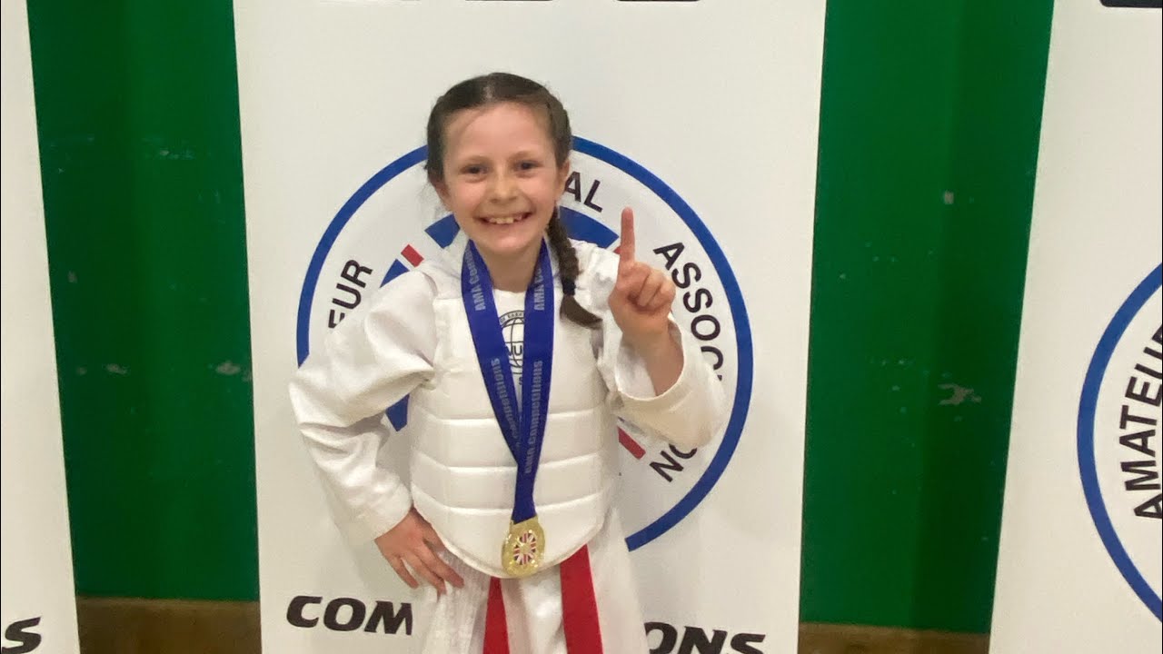 Ava winning under 9 kumite at the AMA national championships 2024 - YouTube