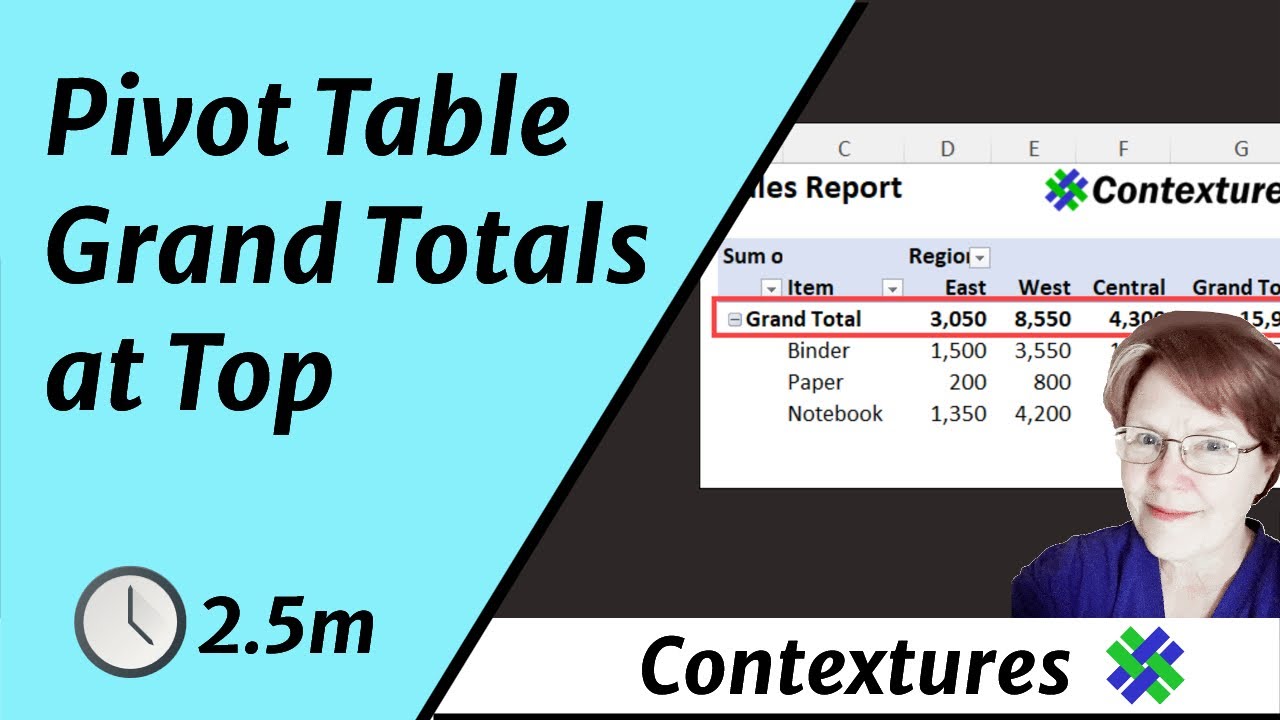 Show Excel Pivot Table Grand Total at Top with this Trick - YouTube