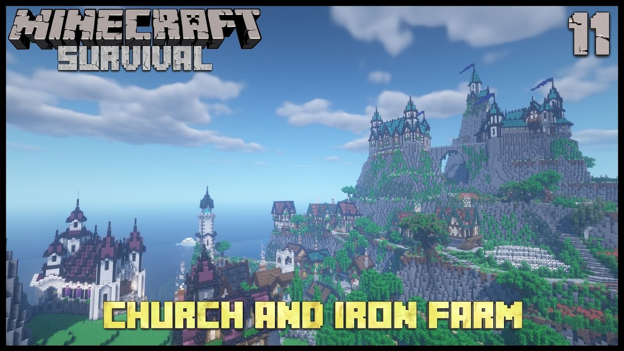 Let's Play Minecraft 1.16 Survival - EPIC Diagonal Church and Iron Farm ...