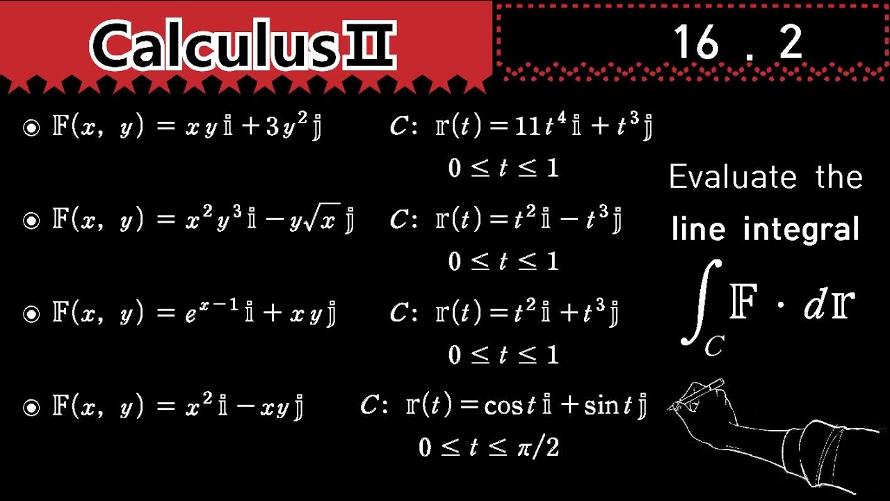 C16.2】 2변수 벡터장 선적분 ∫F·dr 계산 r(t)= i+ j | Line Integrals in Vector Field ...