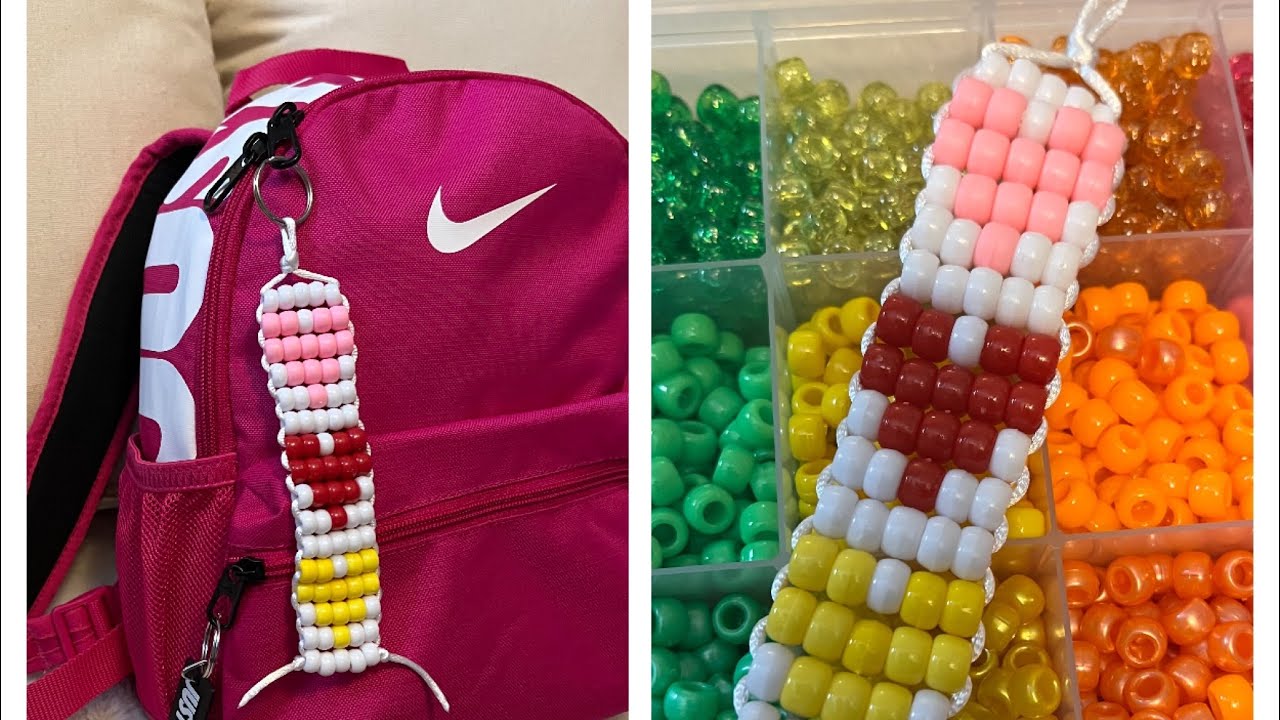 3 Heart Pony Bead Keychain DIY | Tutorial #diycrafts #keychaintutorial ...