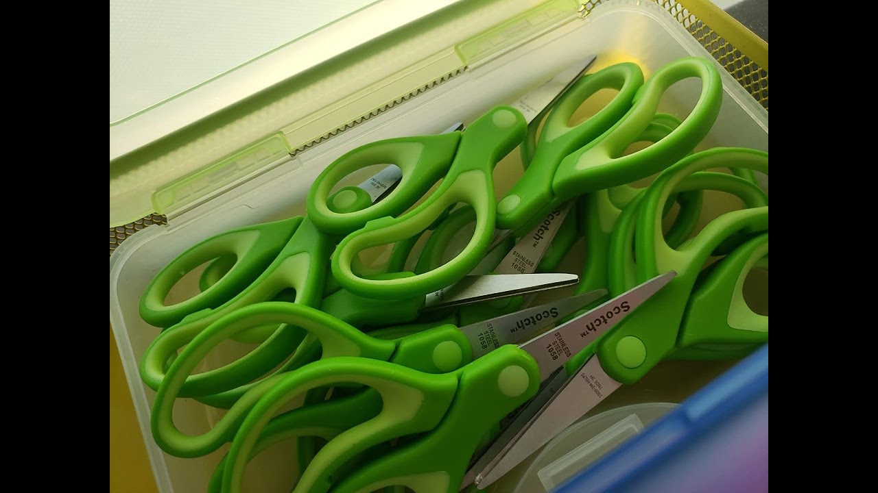 Scotch 5" Soft Touch Pointed Kid Scissors, Green, 12 Count Teacher's ...