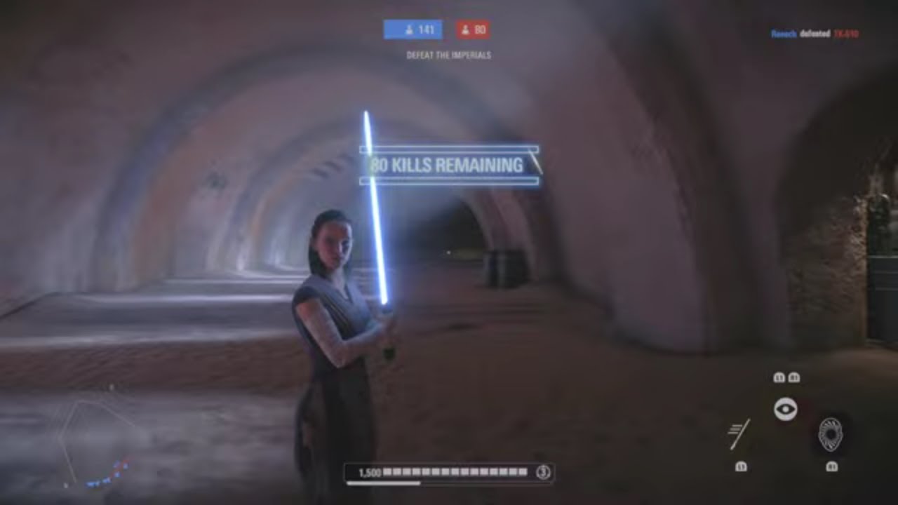 Star Wars Battlefront II Rey Jedi Training In Custom Arcade Team Battle ...