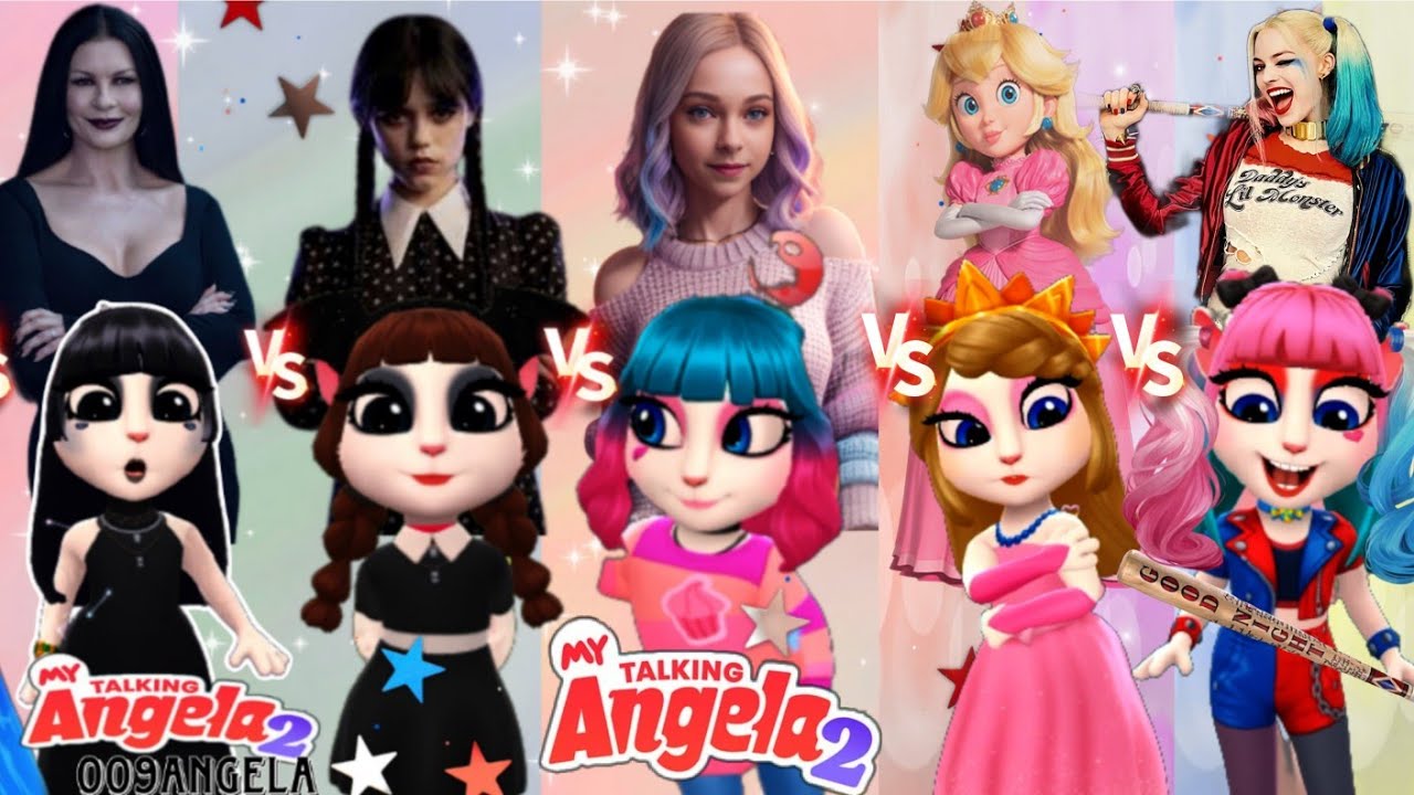 My Talking Angela 2|Angela 2 New Gameplay|Peach Princess Vs Wednesday ...