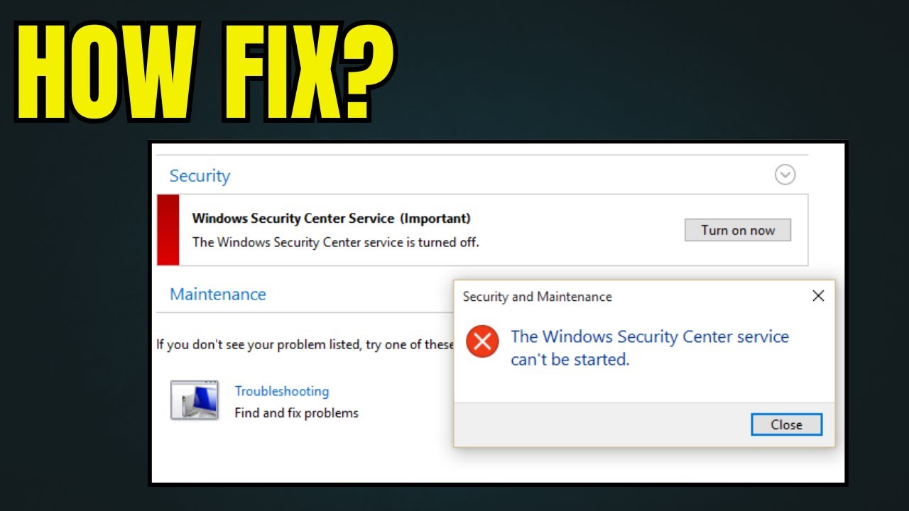 How To Fix Windows Security Center Service can't be started in Windows ...