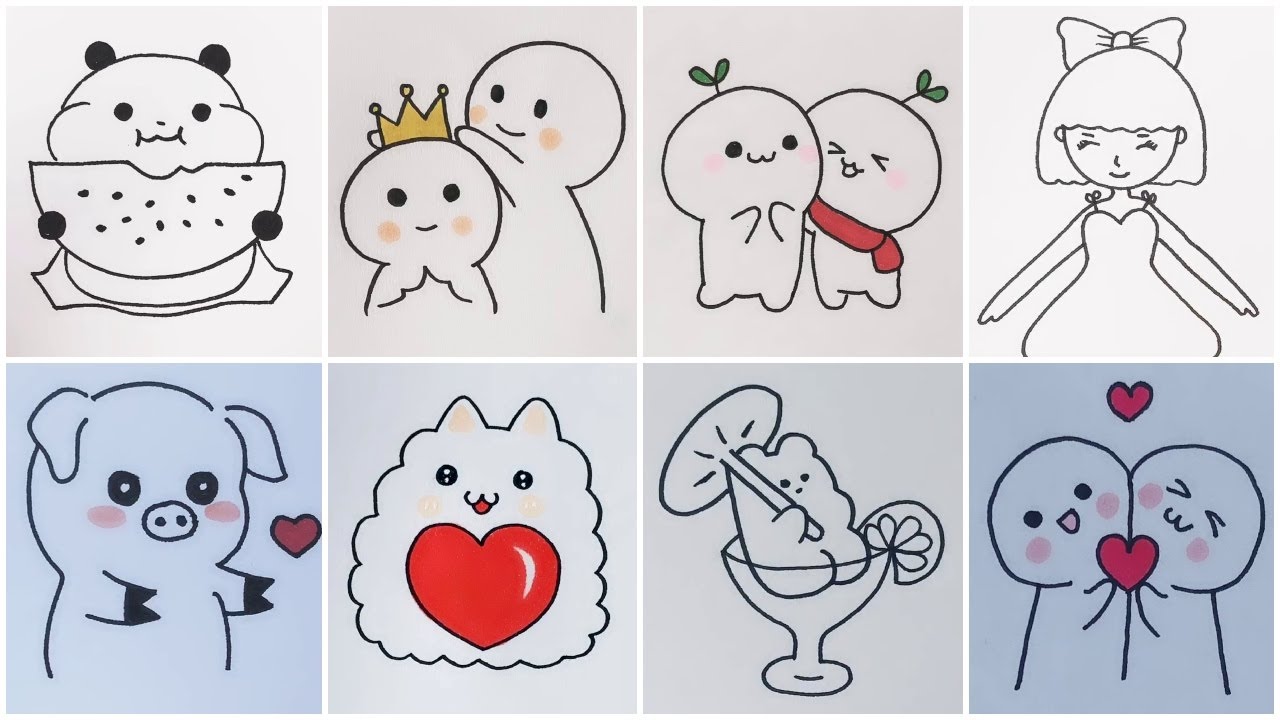 Cute Cartoons Drawings Tutorial for Kids | Learn to Make in Simple ...