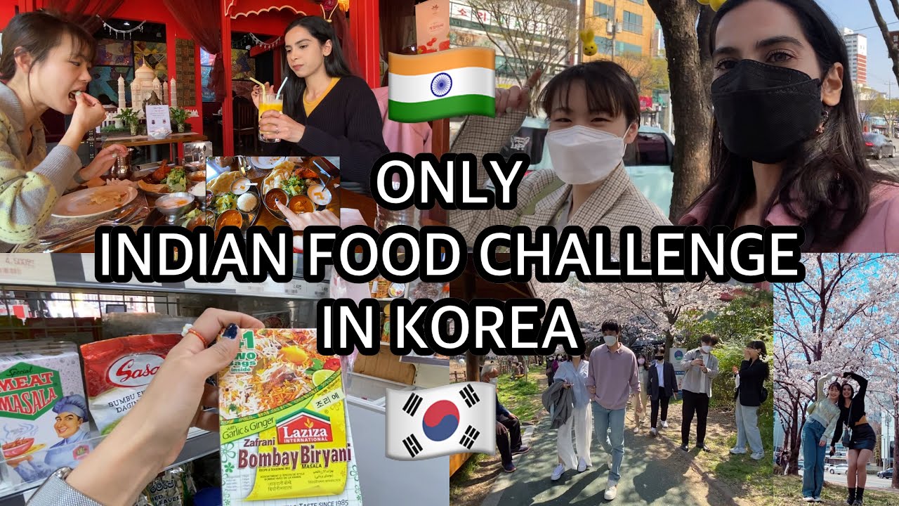 🇰🇷24 HOURS INDIAN FOOD CHALLENGE IN KOREA🇮🇳 | Korean spring 🌸cooking ...