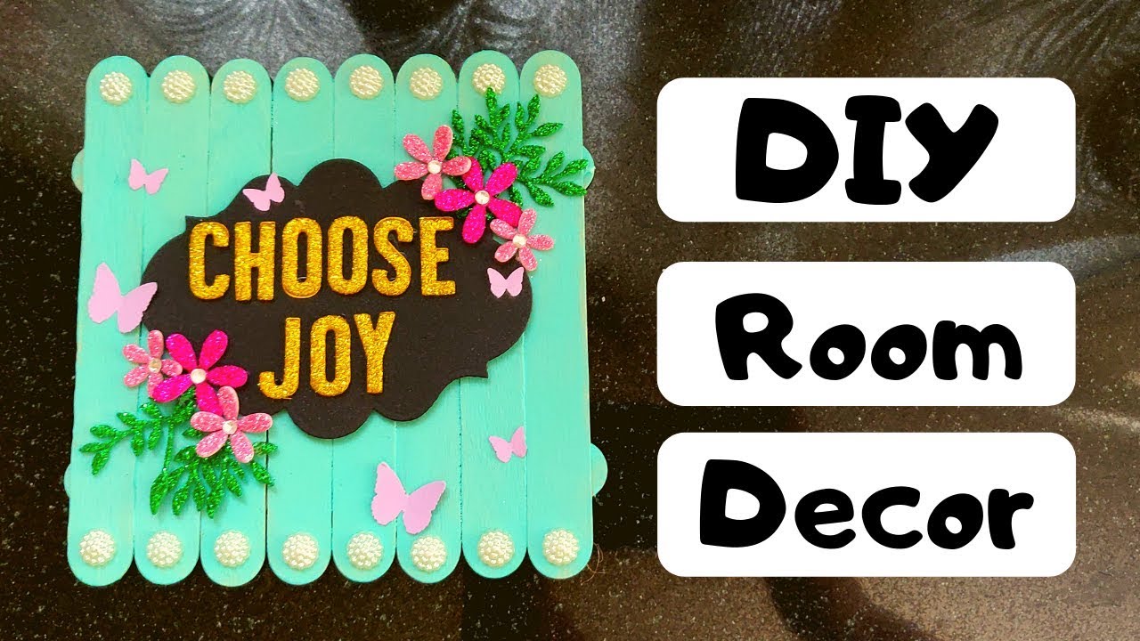 DIY popsicle stick room/wall/ desk decor - YouTube