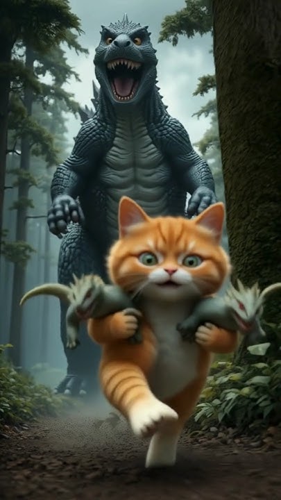 The Cat Stole the Godzilla cubs #cat #godzilla #godzillafighting # ...