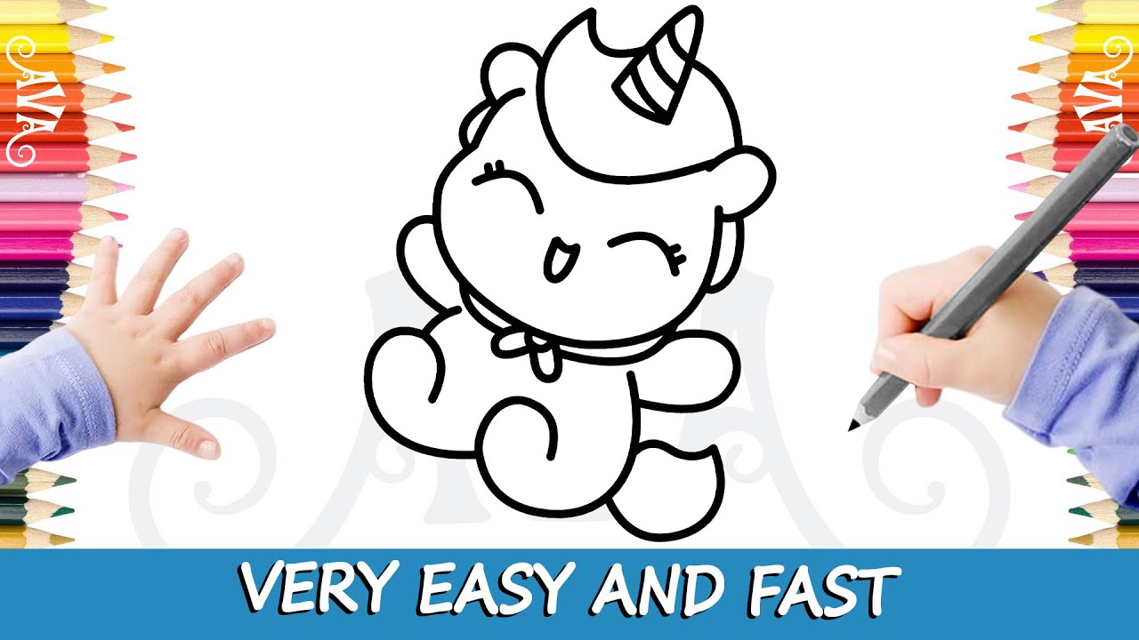 How to Draw a Cute Baby Unicorn Easy 🦄 How to Draw a Baby Unicorn ...
