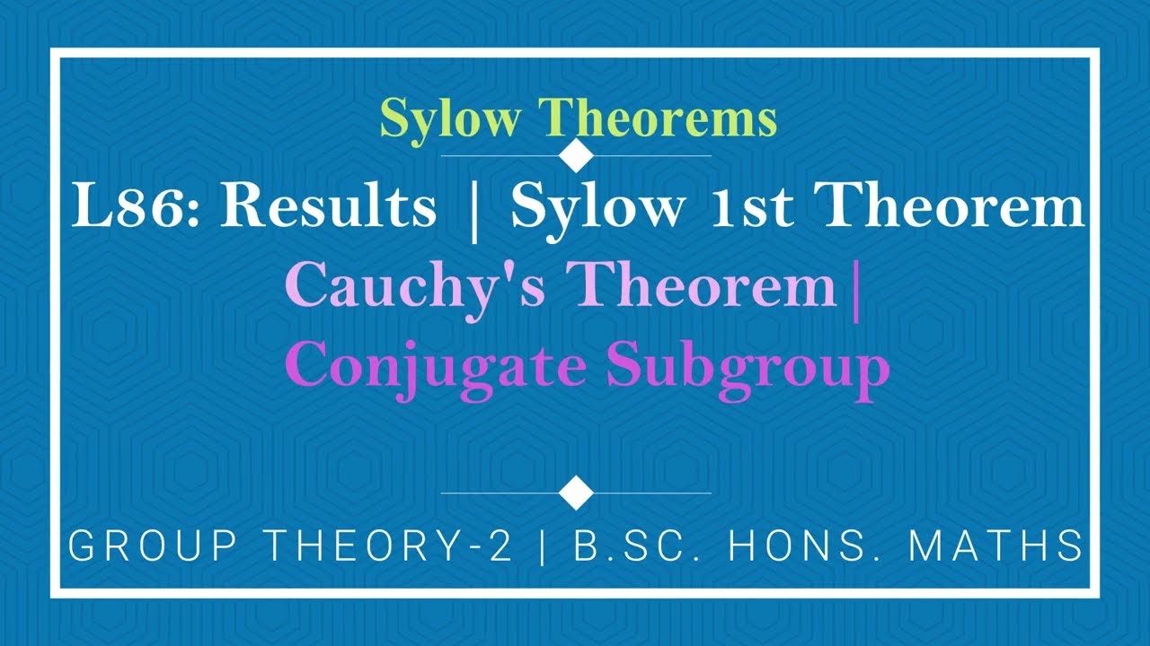 L86 Results Sylow First Theorem P Ssg Maximal P Sg Sylow Theorems Group Theory B Sc