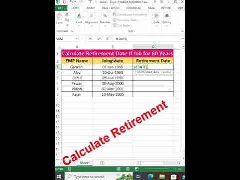 How to Calculate Retirement Date In Excel | Excel Tips and Tricks | #shorts#short#trending#viral ...