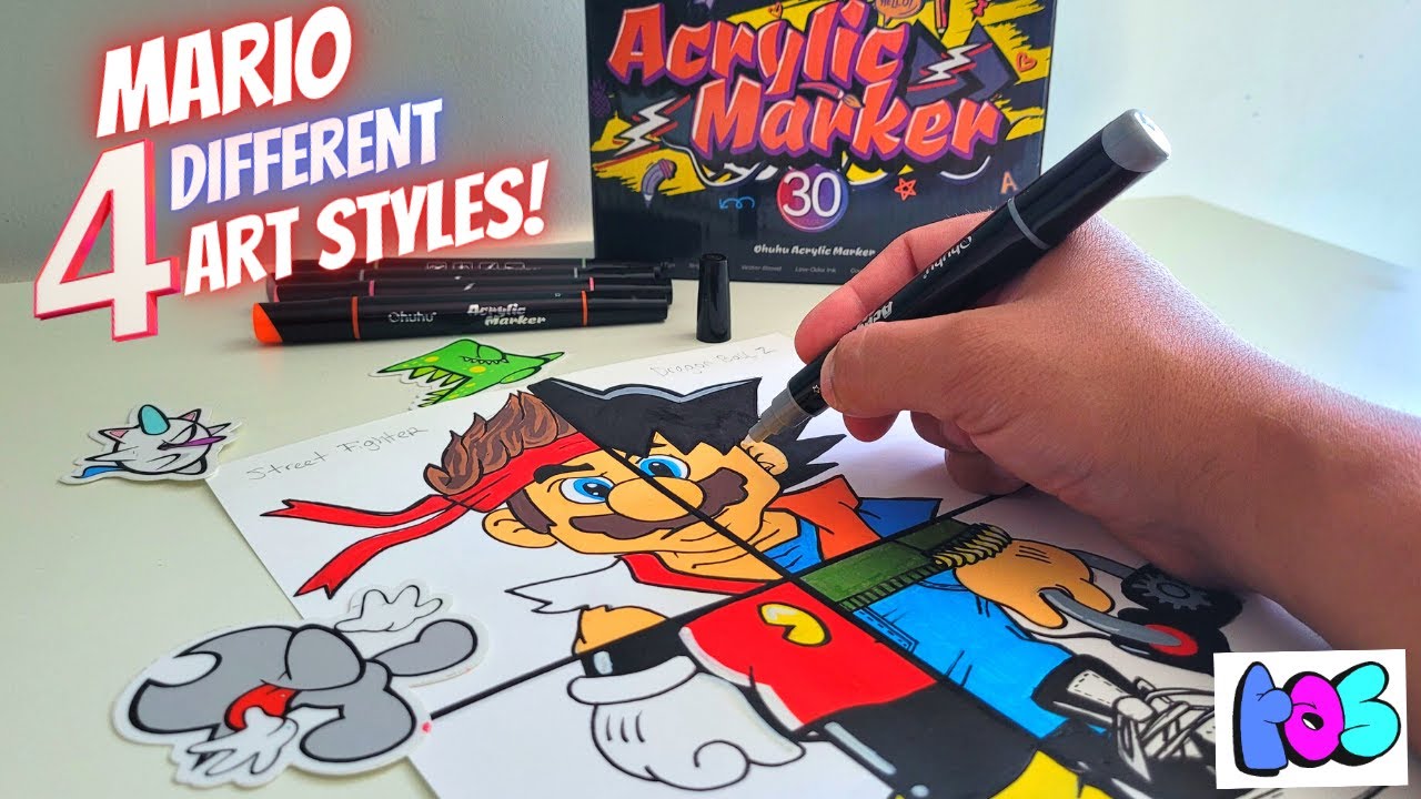 Drawing Super Mario in 4 Different Art Styles! - YouTube