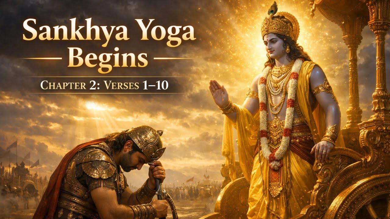 Bhagavad Gita Chapter 2 | Sankhya Yoga Begins | Verses 1–10 Explained ...