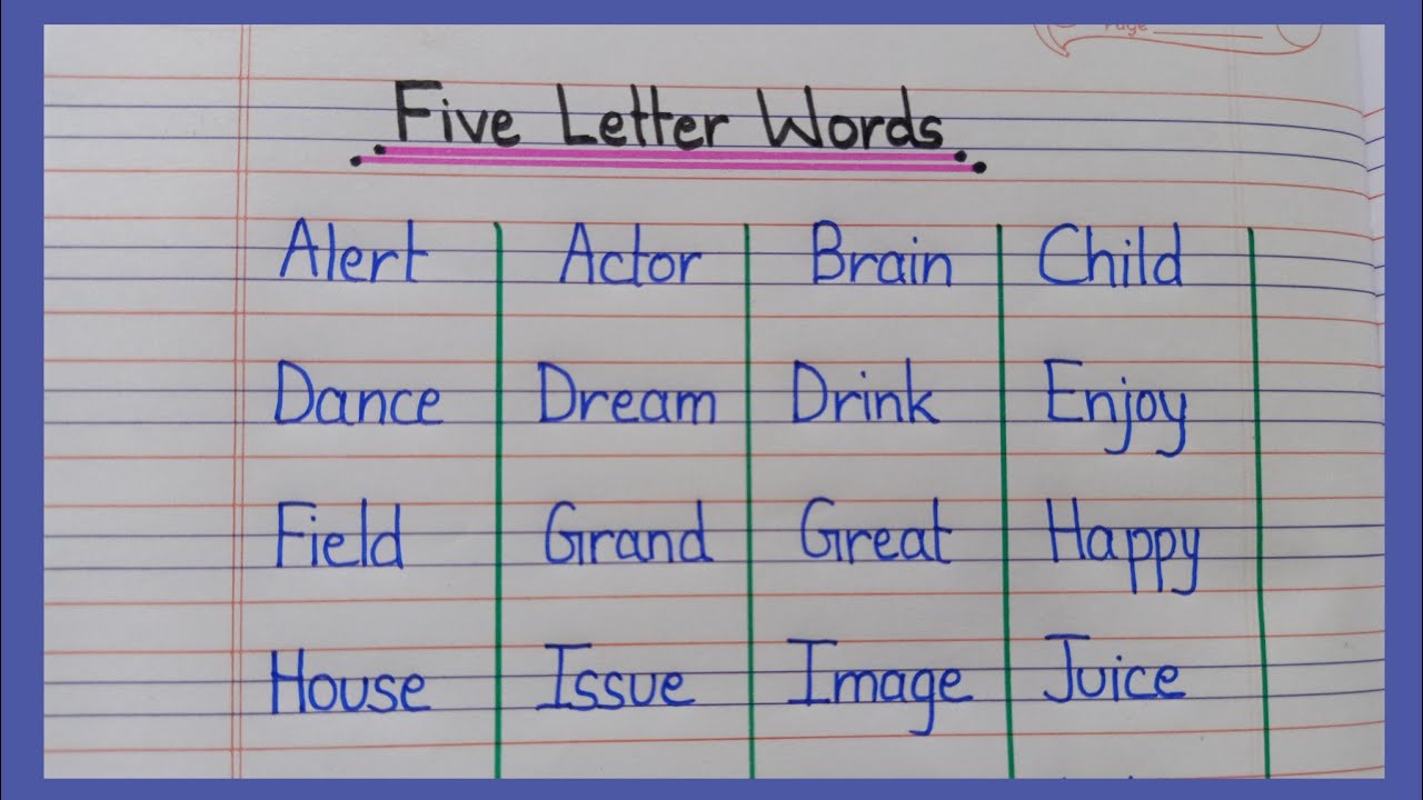 Five Letter Words in English || Learn Phonics with 5 letter words ...